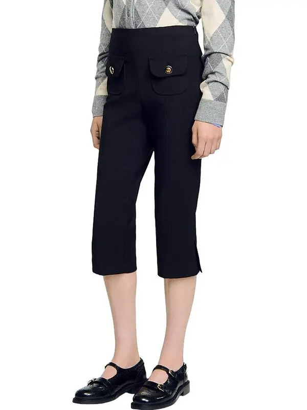 Sandro Side Zip Capri Pants - Black