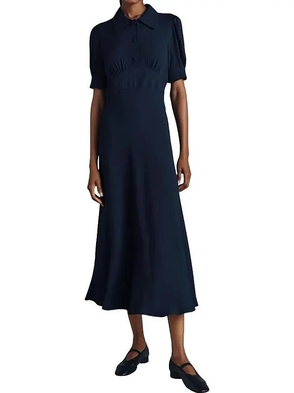 GHOST LONDON Wilma Crepe Midi Tea Dress - Blue