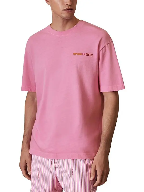 REISS Che Brava Washed Sunset Graphic Tee - Pink