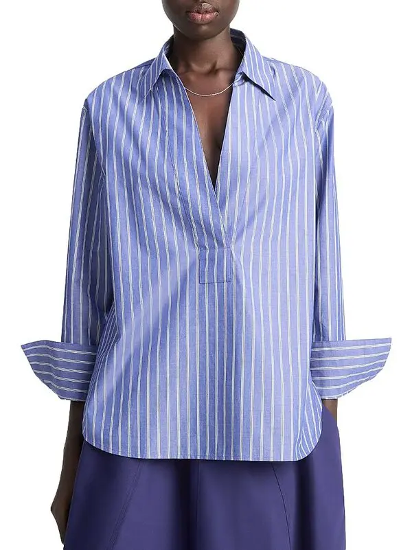Vince Relaxed Long Sleeve Popover Shirt - Pale Twilight