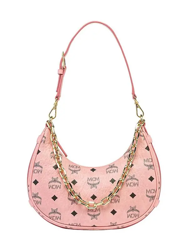 Mcm Aren Visetos Hobo Shoulder Bag - Soft Pink