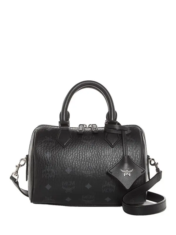 Mcm Ella Boston Visetos Small Top Handle Bag - Black