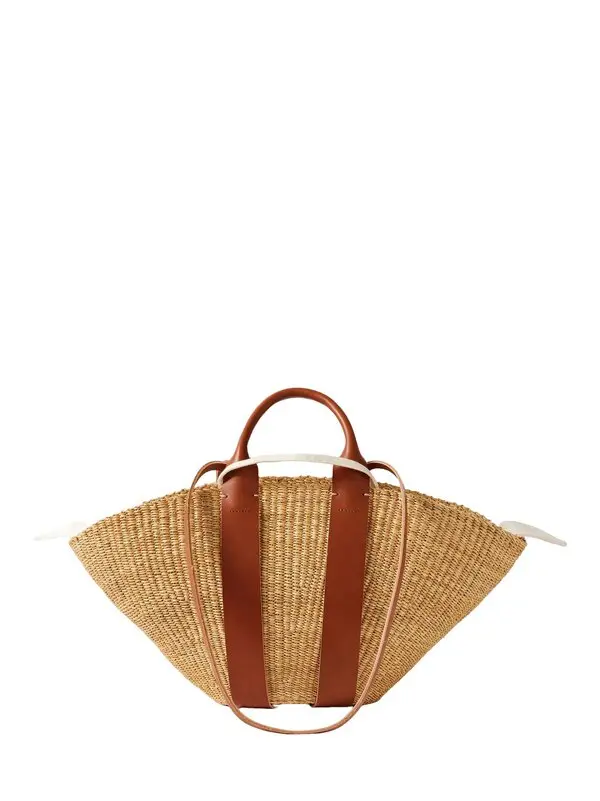 Muuñ Sophie' Woven Straw Tote With Leather Trim - Brown