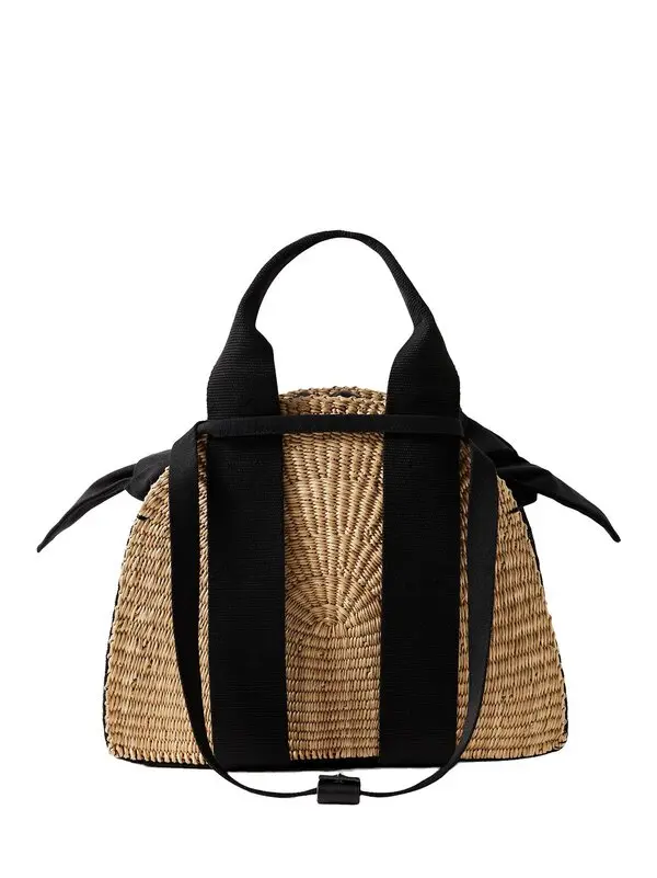 Muuñ Muñ Mina Mini Woven Straw Tote With Canvas Trim - Brown