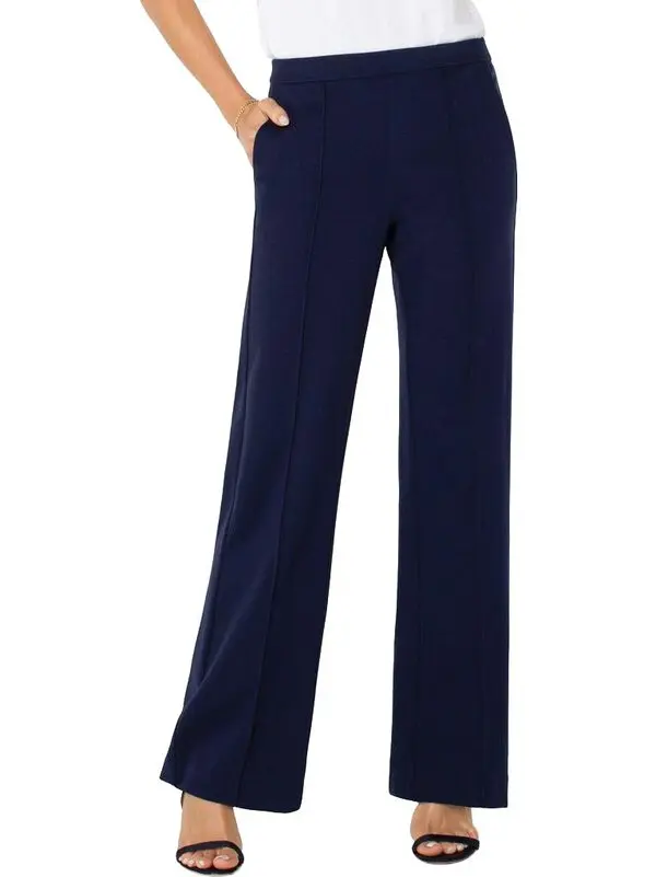LIVERPOOL Pleated Wide Leg Trousers - Cadet Blue