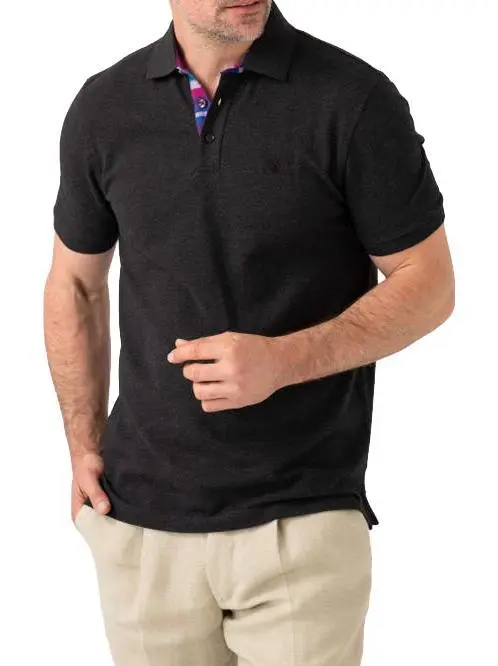 KOY CLOTHING Piqué Cotton Short Sleeve Polo Shirt - Charcoal