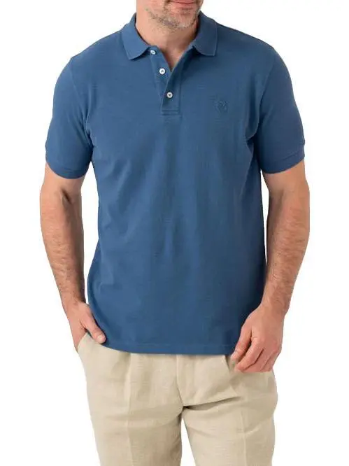KOY CLOTHING Piqué Cotton Short Sleeve Polo Shirt - Dark Blue