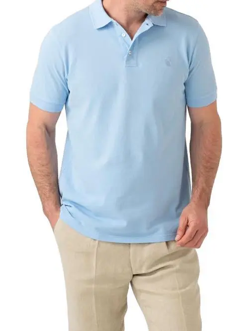 KOY CLOTHING Piqué Cotton Short Sleeve Polo Shirt - Light Blue