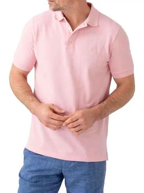KOY CLOTHING Piqué Cotton Short Sleeve Polo Shirt - Pink