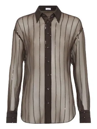 Brunello Cucinelli Embroidered Shirt - Cocoa