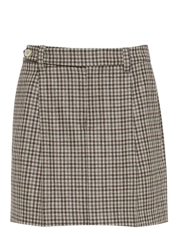 Brunello Cucinelli Checked Flannel Mini Skirt - Brown