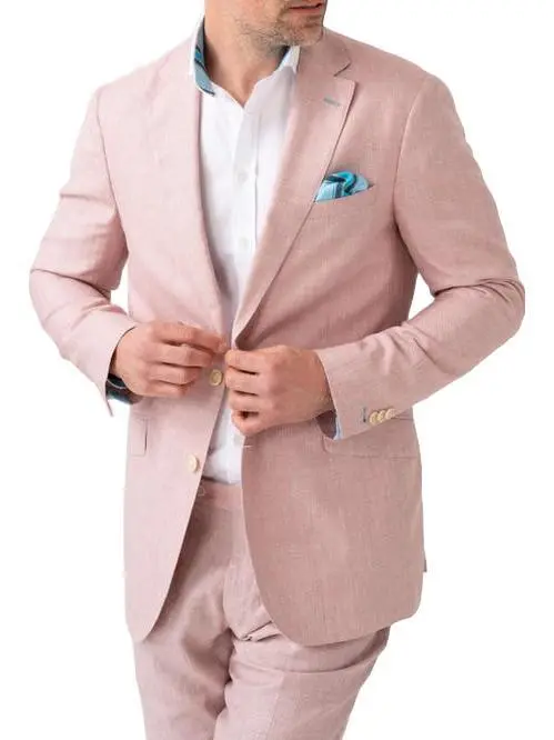 KOY CLOTHING Linen Wool Silk Blend Blazer - Pink