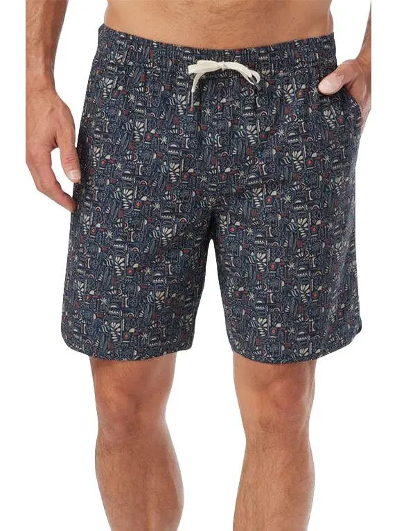 FAIR HARBOR Anchor Water Repellent Swim Trunks - Black Sketched Summer