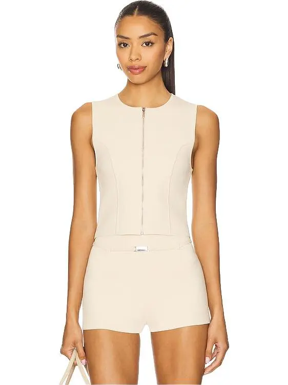 EAVES Zarina Sport Zip Tank - Oyster