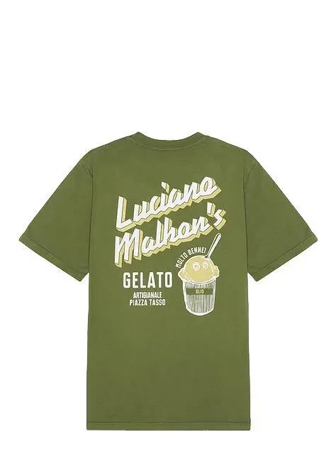 MALBON Gelato Stand Pocket Tee In Green - Cypress Green