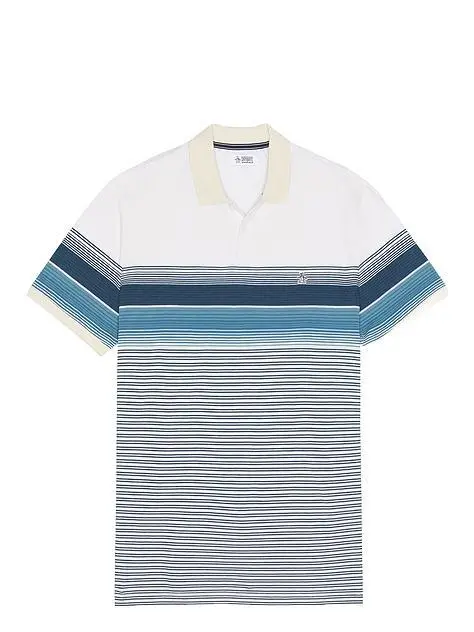 ORIGINAL PENGUIN Pique Blocked Stripe Polo In Blue - Birch