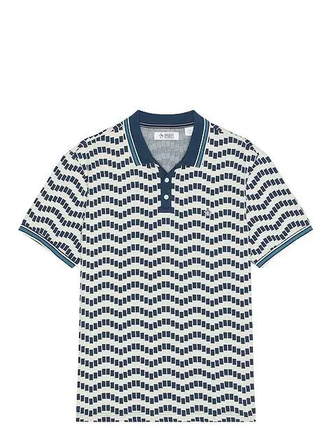 ORIGINAL PENGUIN Jacquard Textured Polo In Navy - Birch