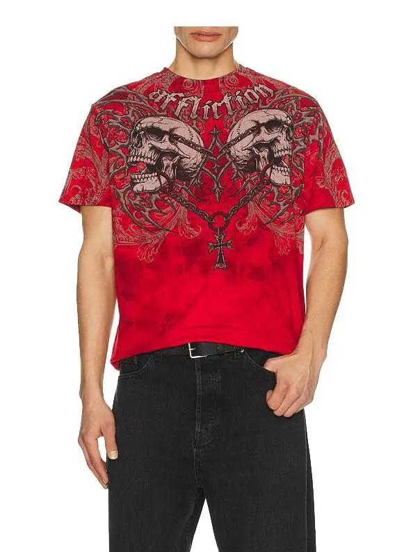 AFFLICTION Collapse Tee In Red - Dark Cherry