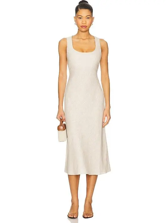 L'academie By Marianna Eula Linen Midi Dress - Natural Beige