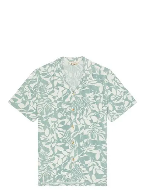 Faherty Brand Cabana Towel Terry Shirt In Blue - Poolside Foliage Teal