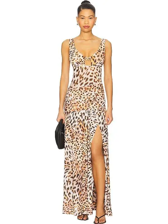 RUNAWAY THE LABEL Denver Maxi Dress - Tikani Leopard