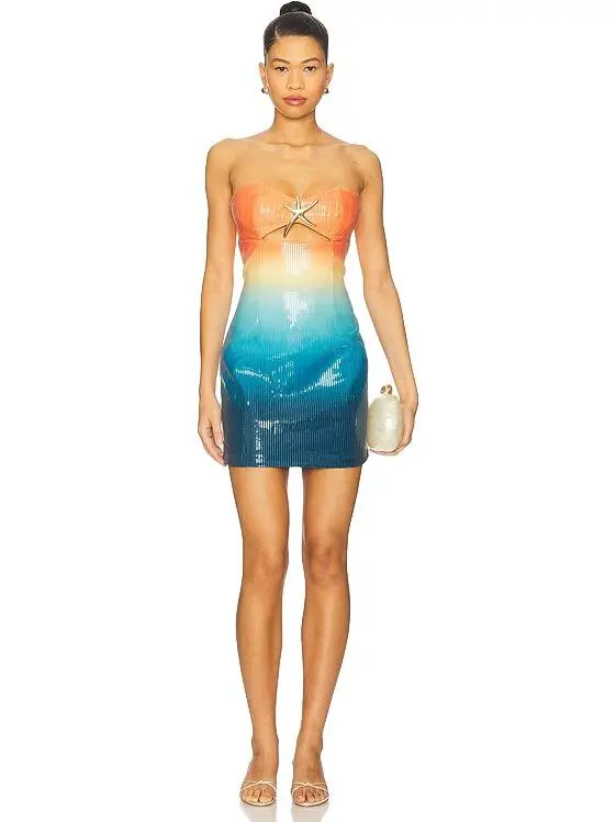 RUNAWAY THE LABEL Stellar Mini Dress - Orange Blue Ombre