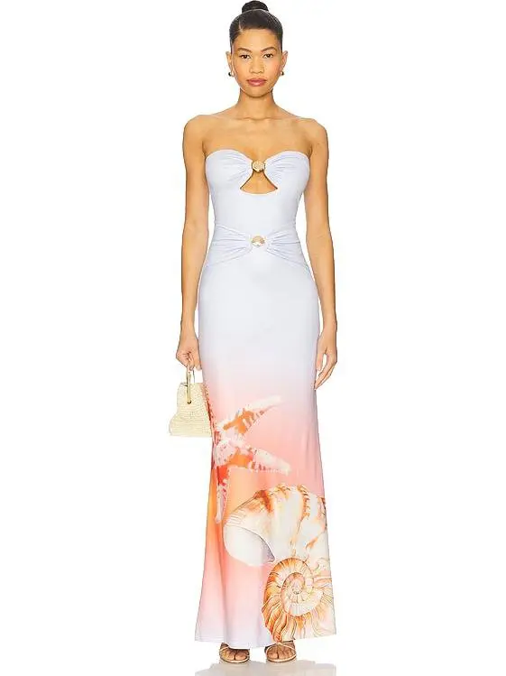 RUNAWAY THE LABEL Kleo Maxi Dress - Ice Blue Seashell Ombre