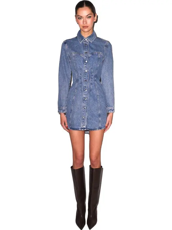 Fleur Du Mal Denim Shirt Dress - Acid Denim Blue