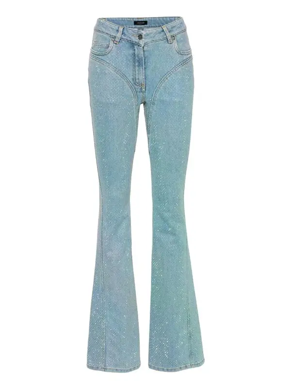 MUGLER Rhinestone-embellished Flared Jeans - Blue