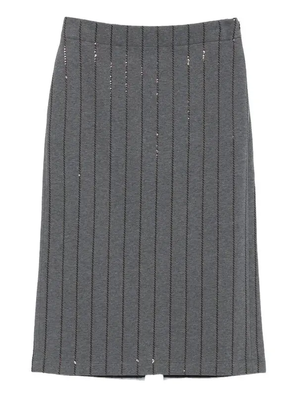 Brunello Cucinelli Straight Hem Cotton Skirt - Grey