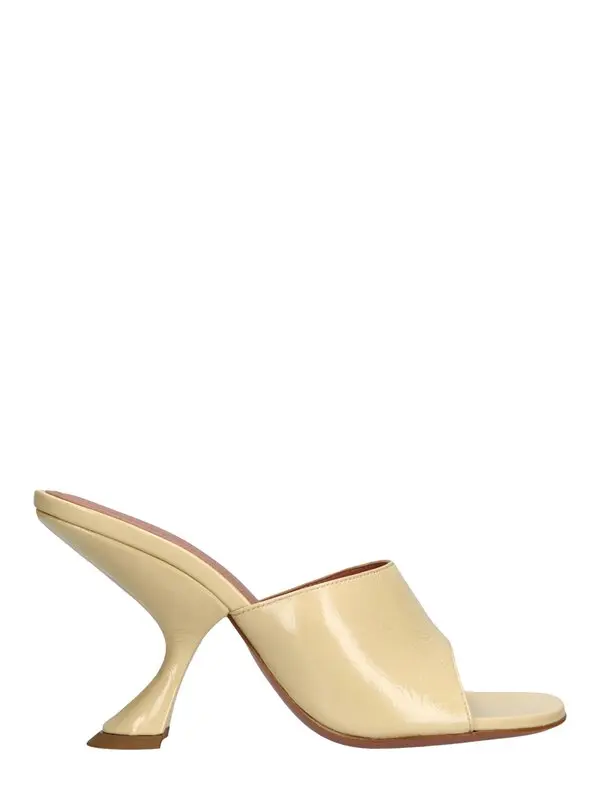 Amina Muaddi Patent Taylor Heeled Mules - Beige