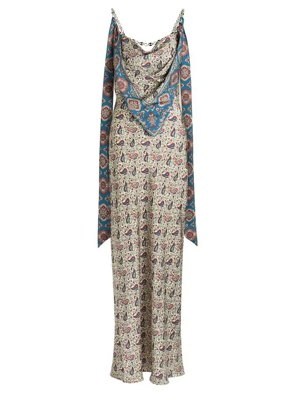 Rabanne Paisley Satin Maxi Dress - Multi Print