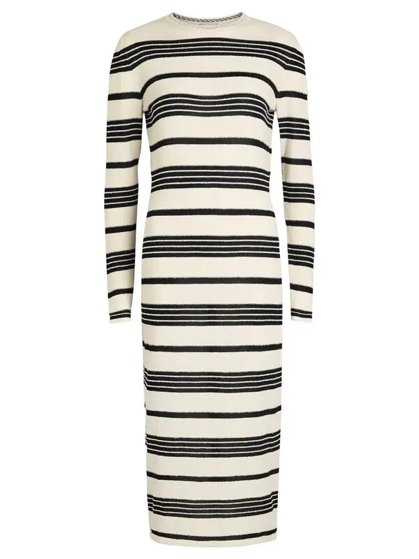 Moncler D Bouclé Midi Dress - Stripe