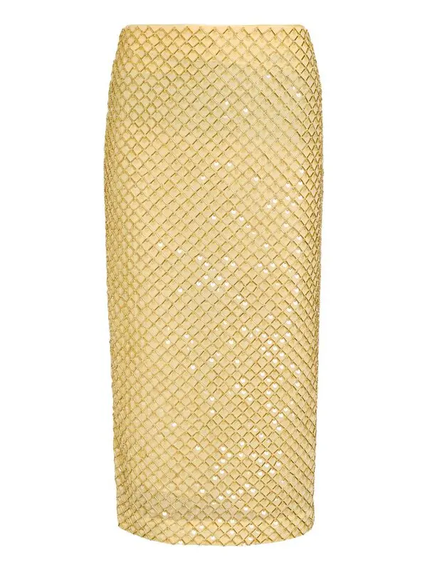 Veronica Beard Allora Bead-embellished Chiffon Midi Skirt - Yellow