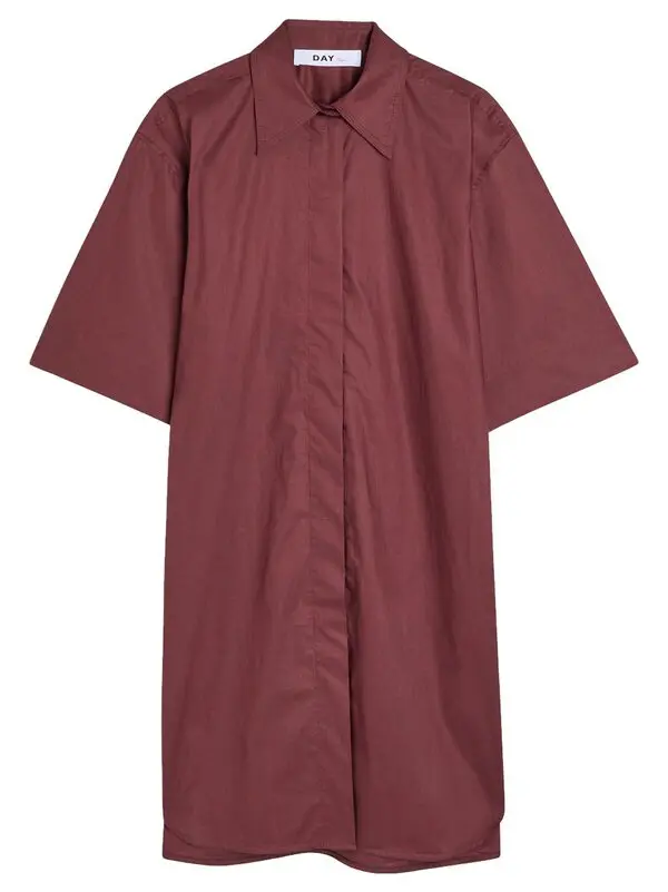 Day Birger Et Mikkelsen Stanton Organic Cotton Mini Shirt Dress - Burgundy