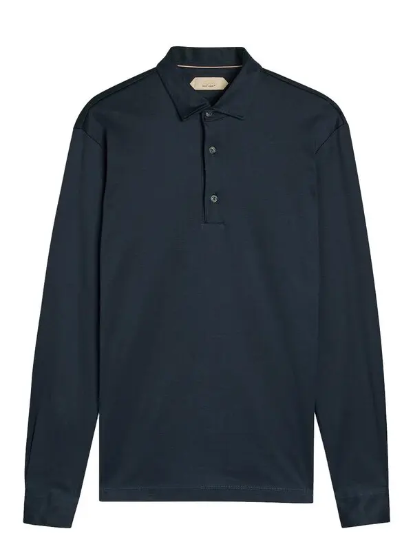 AURELIEN Cotton-jersey Polo Shirt - Navy