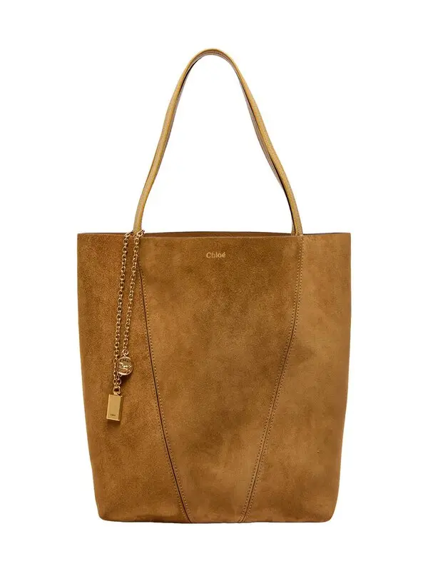 Chloé Spin Medium Suede Tote - Khaki