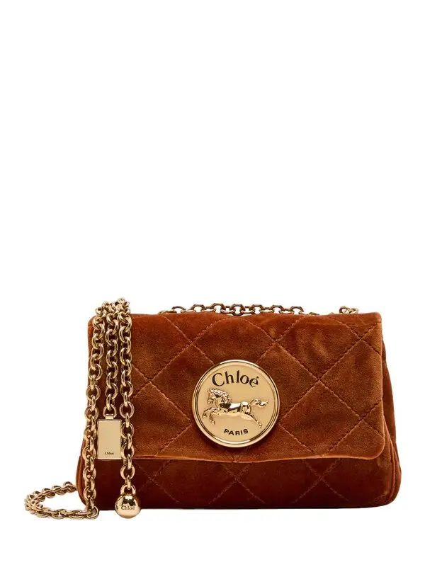 Chloé Heritage Quilted Velvet Shoulder Bag - Brown