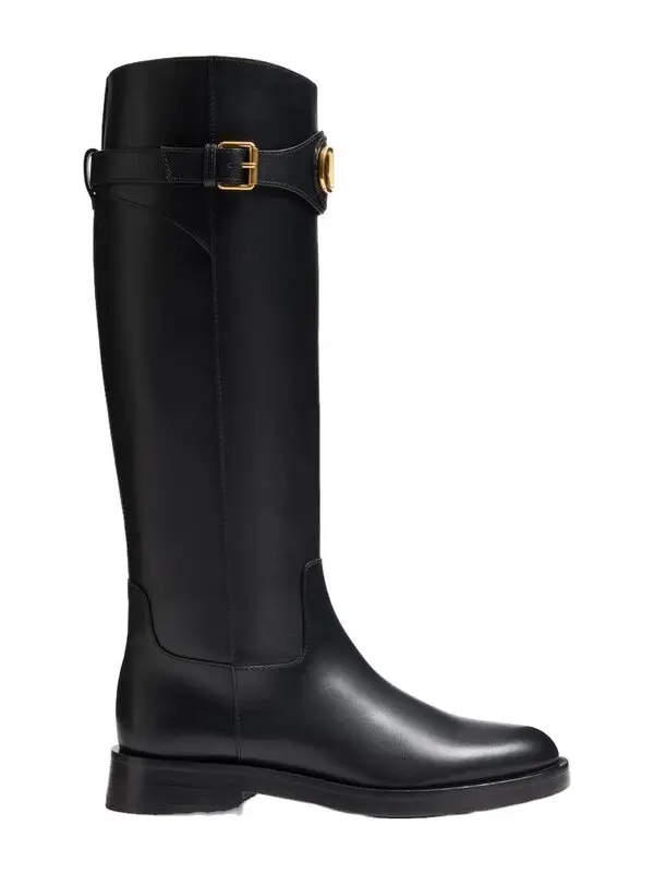 Valentino Garavani Vlogo Signature Calfskin Boot 30mm - Black