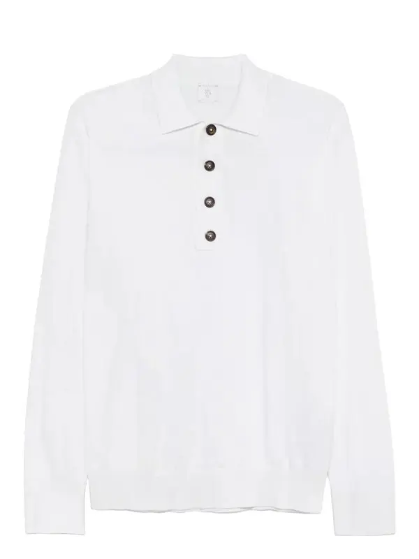 Eleventy Long-sleeve Polo Shirt - White