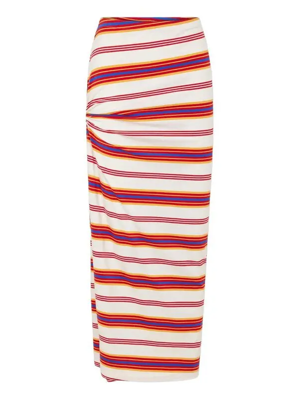 Rabanne Draped Long Jersey Skirt - White