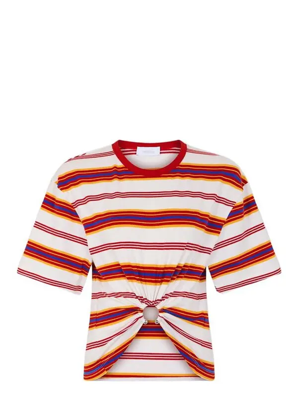 Rabanne Striped Cropped T-shirt - White