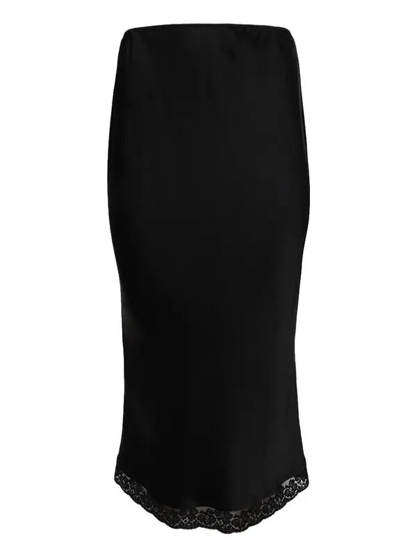 Victoria Beckham Lace Trim Slip Midi Skirt - Black