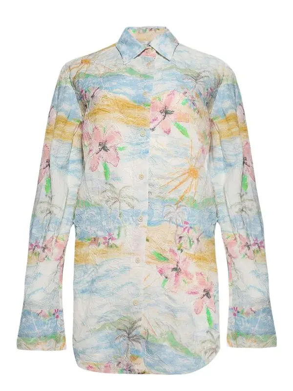 Christopher Esber Crimped Bahia Shirt Hibiscus Print - Multi