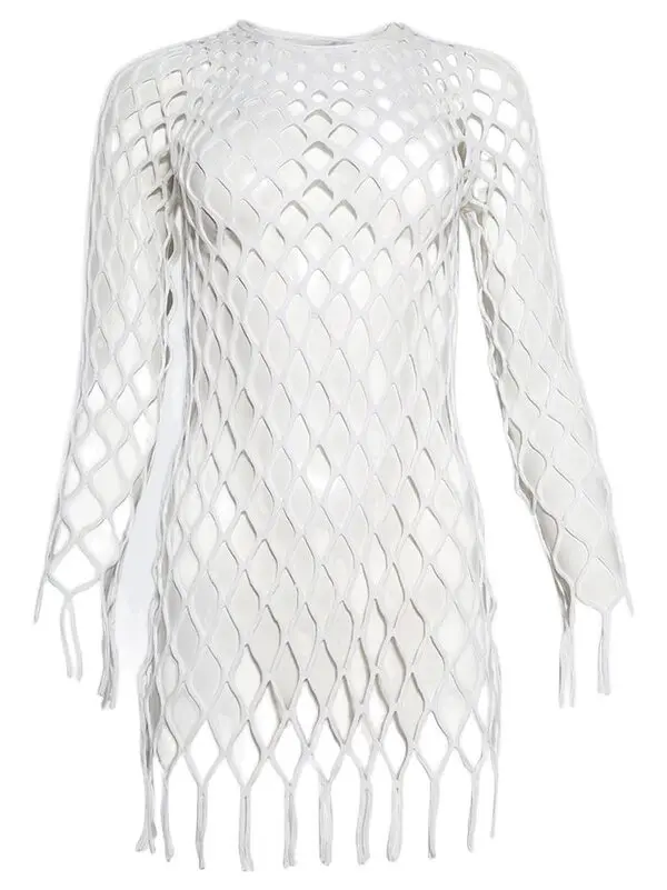 Christopher Esber Knitted Mesh Mini Dress - White