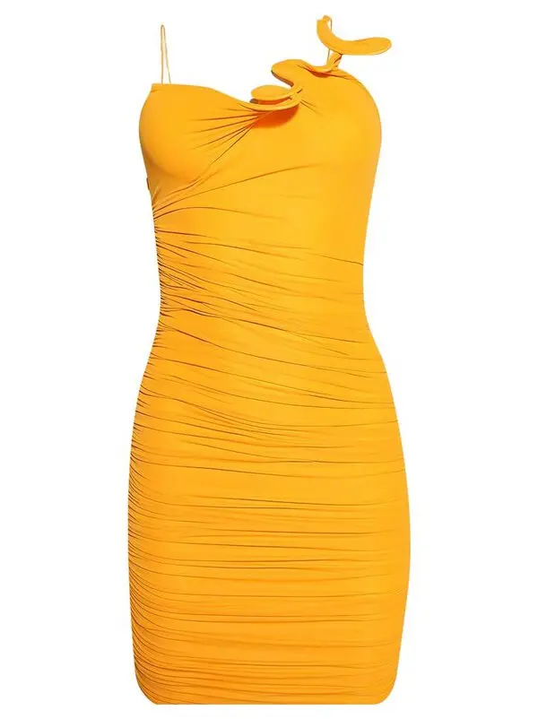 Christopher Esber Venus Looped Cami Gather Dress - Yellow