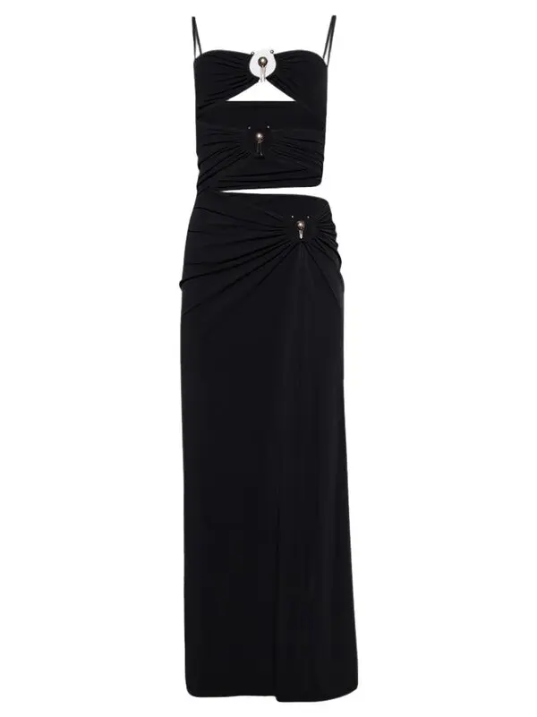 Christopher Esber Ruched Orbit Split Maxi Dress - Black