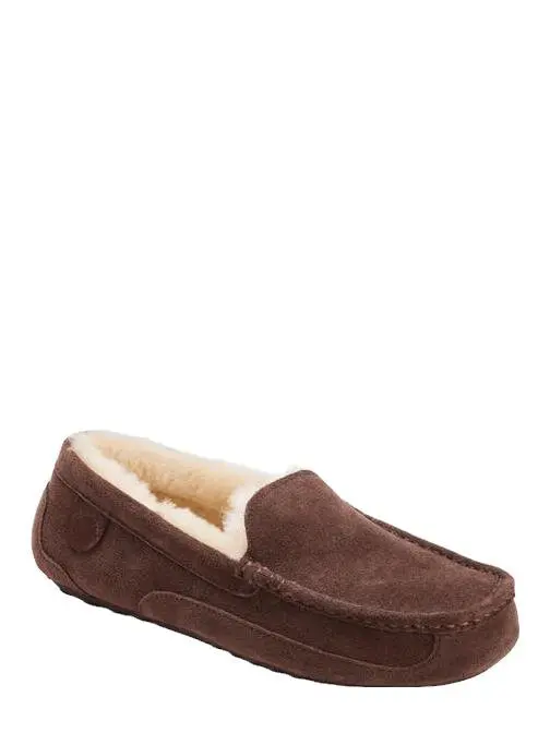 DEARFOAMS Fireside Melbourne Shearling Moccasin Slipper - Coffee