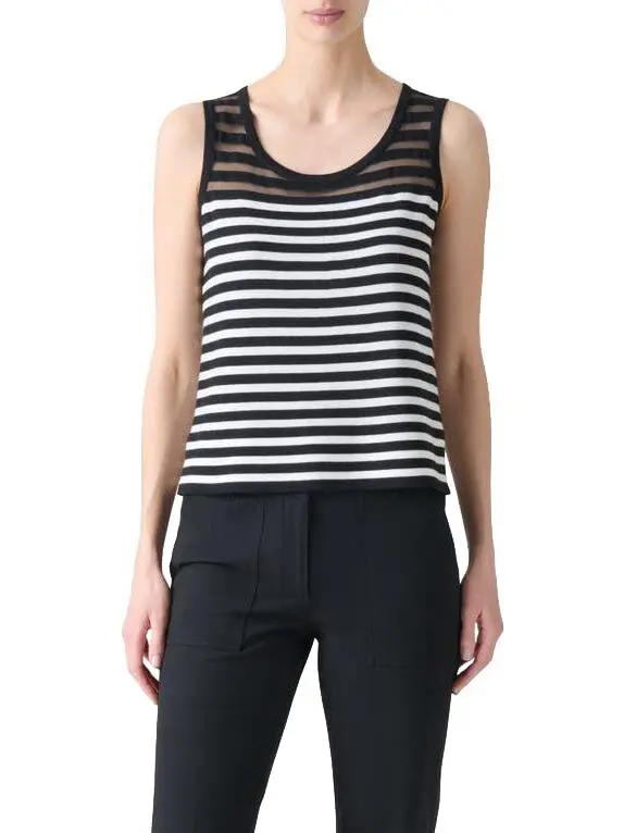 Akris Kodak Stripe Virgin Wool Blend Sweater Tank - Black-cream