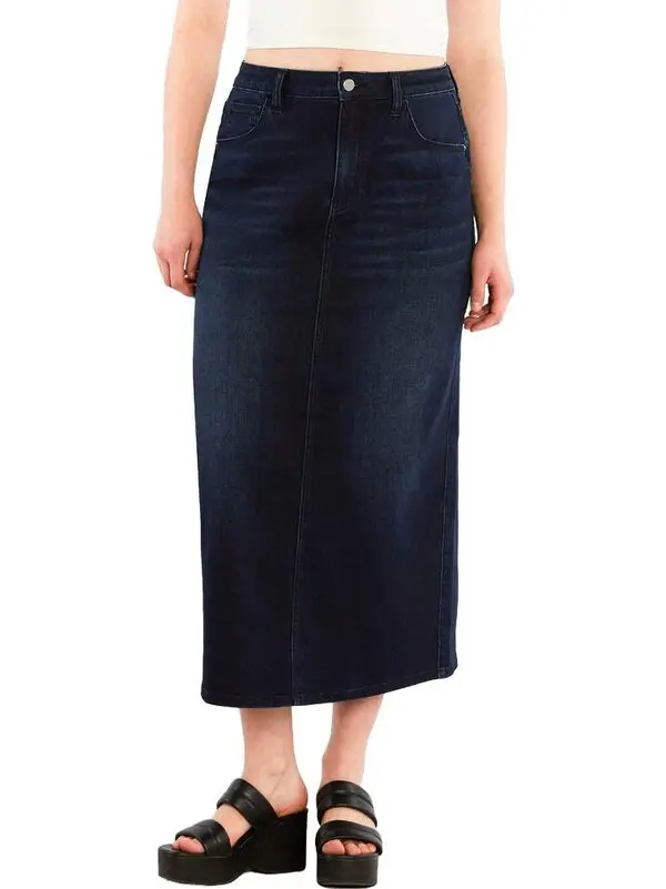 HINT OF BLU Vintage Denim Maxi Skirt - Night Grey